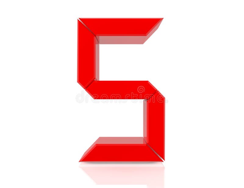 Digital Red Number 2 Isolated on White Background 3d Rendering Stock ...