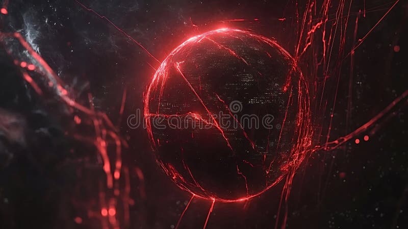 Digital Red Planet Exploding with Data Connections and Energy Flows ...