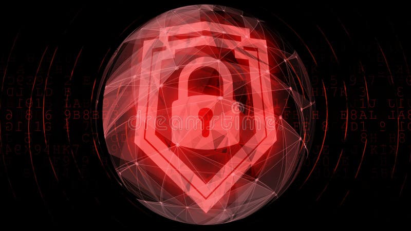 Digital Red Security Padlock Symbol for Protected Cyphered Encrypted ...