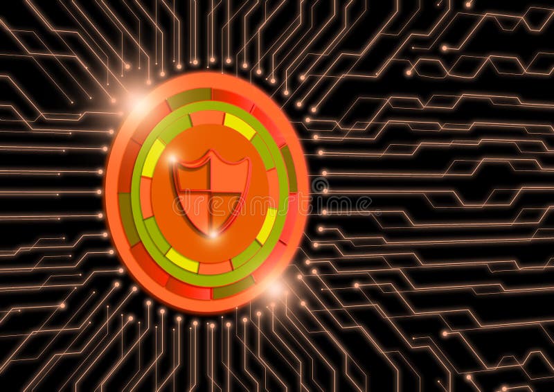 A Digital Reddish Orange Shield. Data Protection Business Internet ...