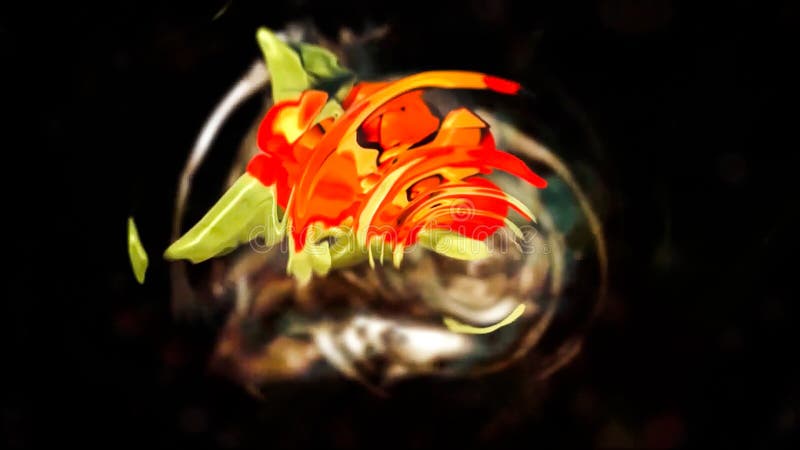 Digital Render Abstract Red Rose and Ripples Stock Illustration ...