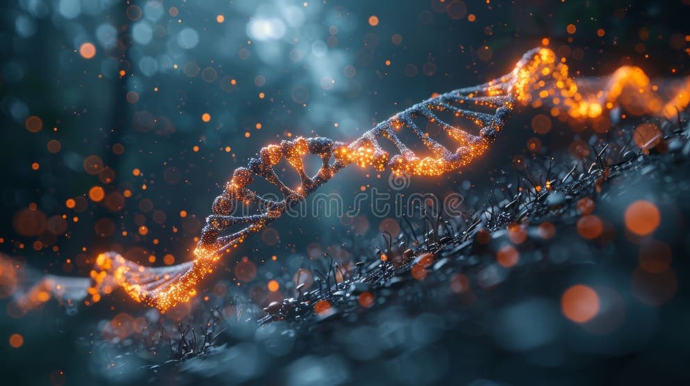 A Digital Render of a DNA Strand with Visible Numerical Markers ...