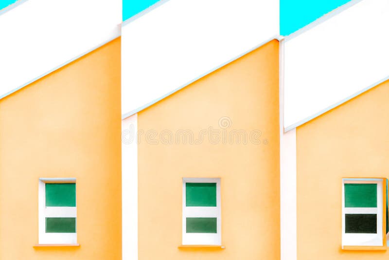Digital Render of a Row of Triangular Orange House Designs Stock ...