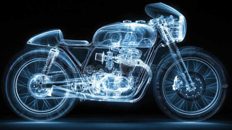 X-ray View of Classic Motorcycle Stock Illustration - Illustration of ...