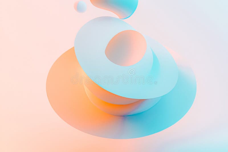 Digital Render of Soft Abstract Geometric Shapes on a Pastel Background ...