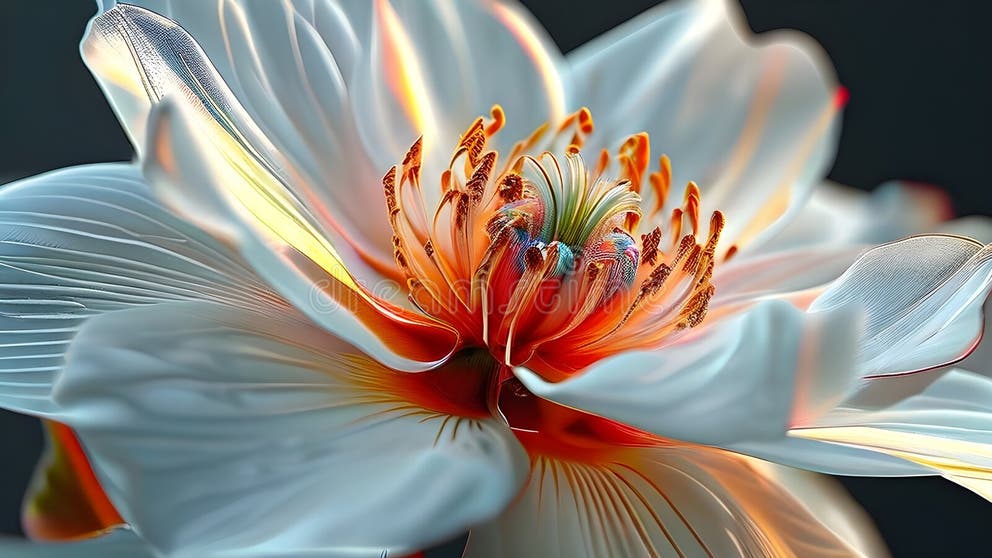 Digital Rendered Flower Evolving in a Futuristic Forward Botanical ...
