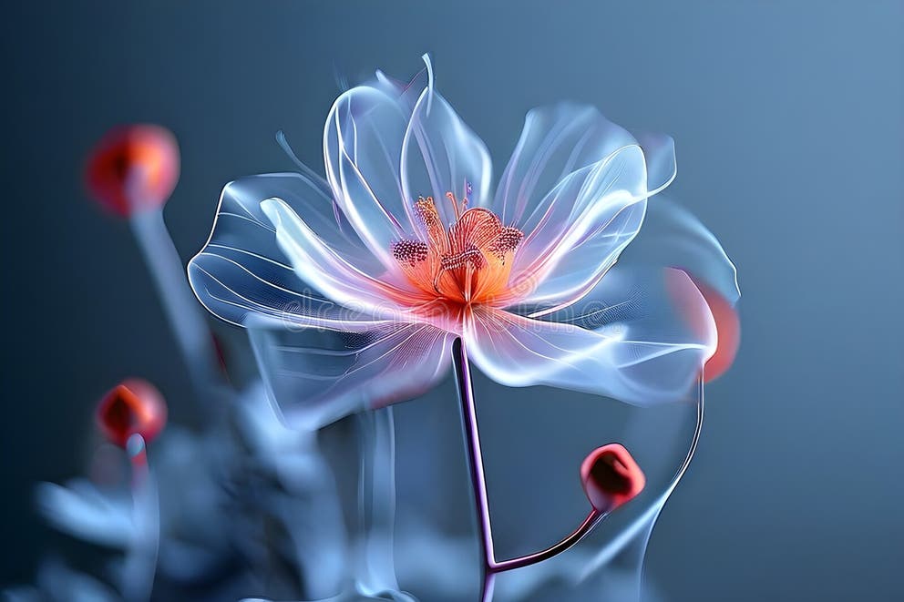 Digital Rendered Flower Evolving in a Futuristic Forward Botanical ...