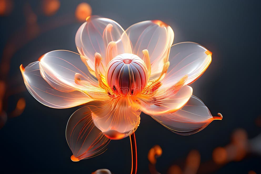 Digital Rendered Flower Evolving in a Futuristic Forward Botanical ...