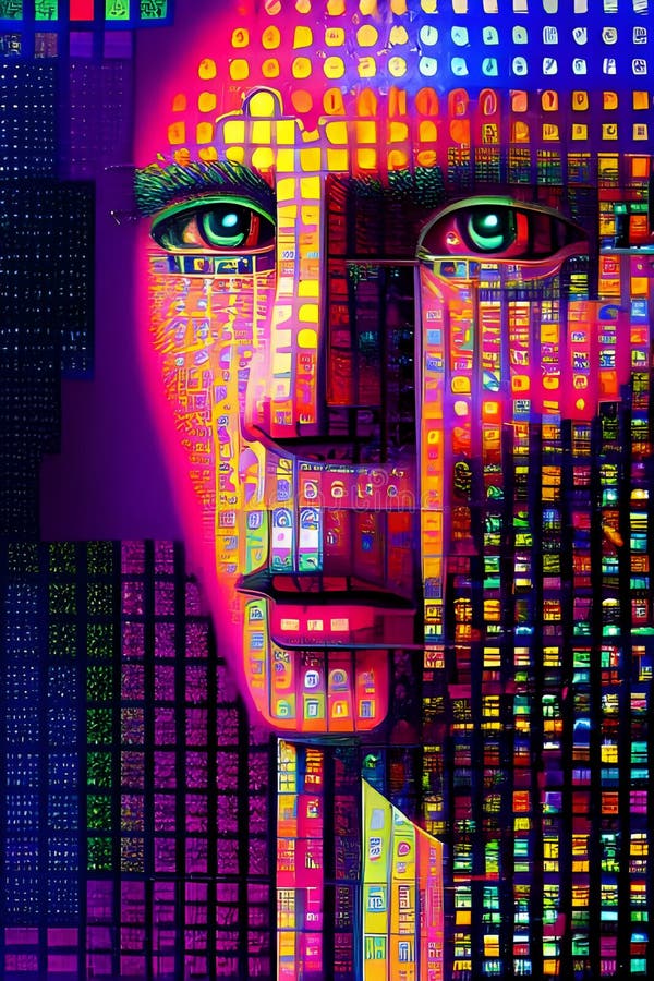 Artificial Intelligence Person with Computer Chips Stock Illustration ...