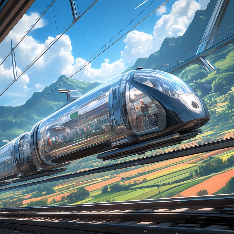 Future Rail Transportation Concept Stock Illustration - Illustration of ...