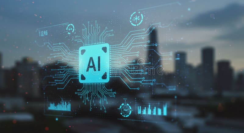 Digital Rendering of an "AI" Chip Symbol with Circuit-like Lines ...