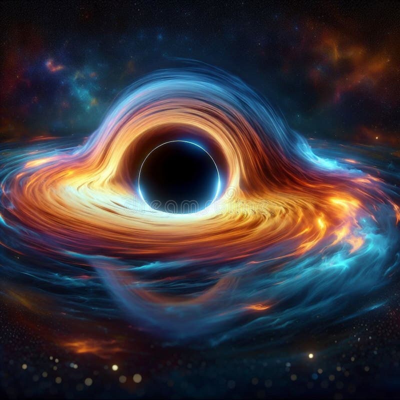 A Digital Rendering of a Black Hole in Outer Space, Showing Its Intense ...