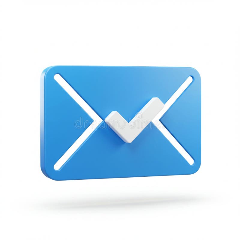 A Digital Rendering of a Blue Envelope Icon Features a White Checkmark ...