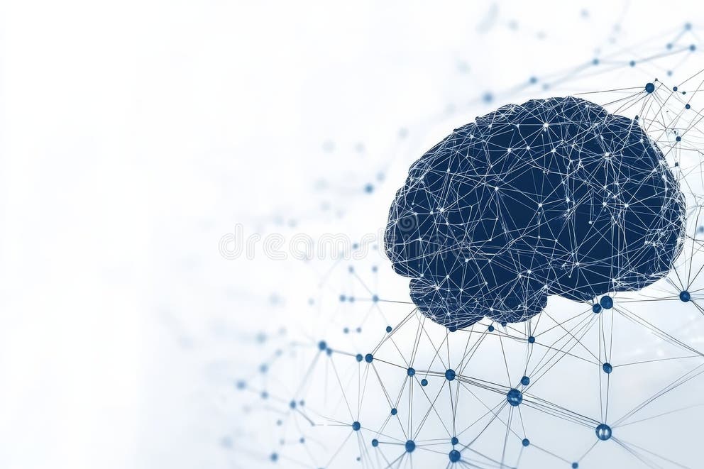 Digital Rendering of Blue Glowing Brain Interconnected Network ...