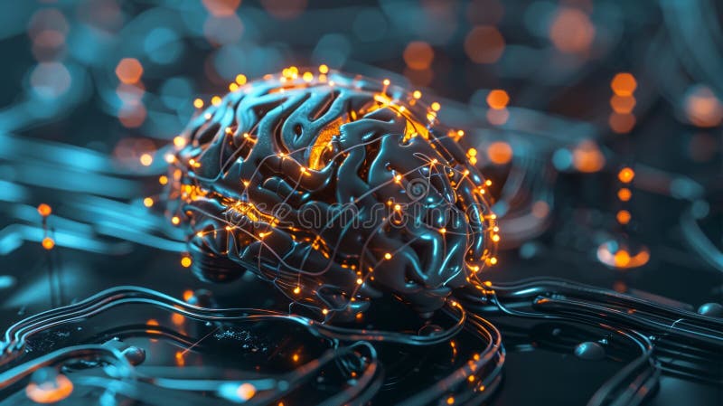 Conceptual Neural Network Brain Illustration Generative Ai Stock Illustration - Illustration of ...