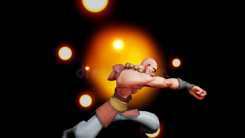 Digital Rendering Cartoon Warrior Monk Ninja Motion Background Stock ...