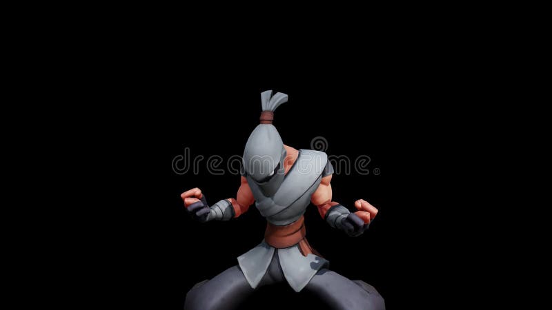 Digital Rendering Cartoon Warrior Monk Ninja Motion Background Stock ...