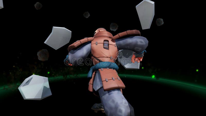 Digital Rendering Cartoon Warrior Monk Ninja Motion Background Stock ...