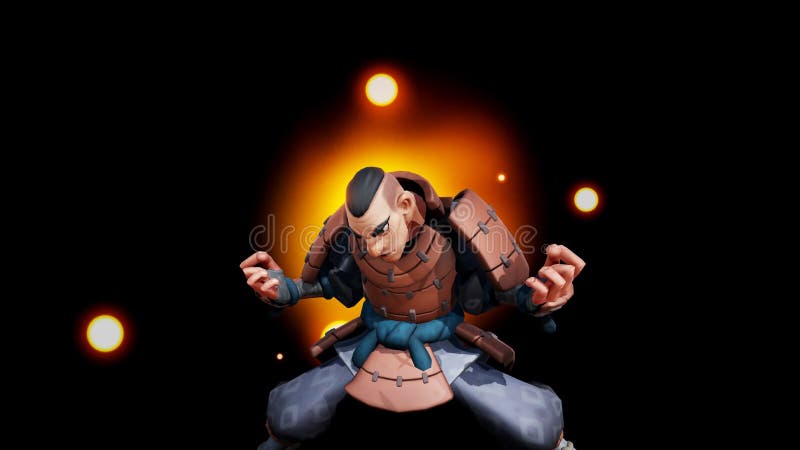 Digital Rendering Cartoon Warrior Monk Ninja Motion Background Stock ...