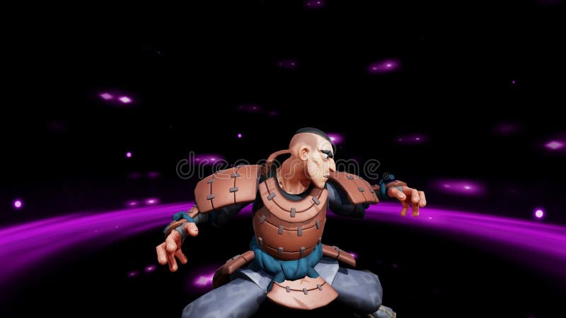 Digital Rendering Cartoon Warrior Monk Ninja Motion Background Stock ...