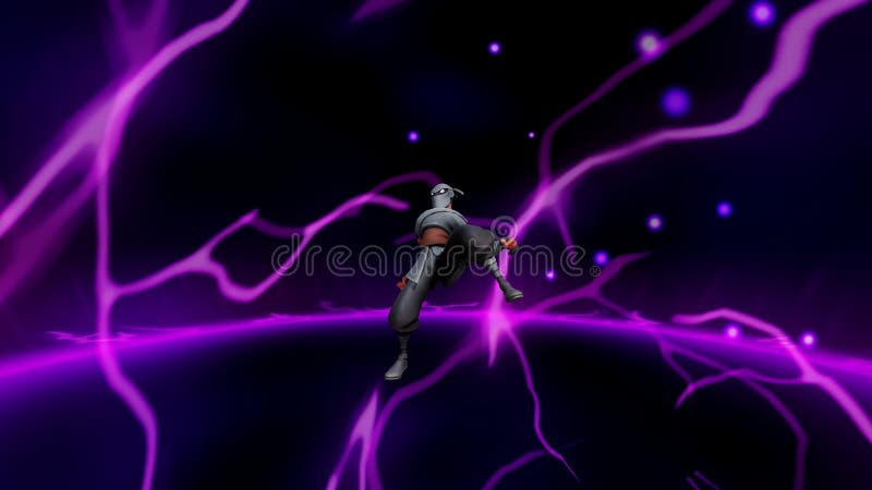 Digital Rendering Cartoon Warrior Monk Ninja Motion Background Stock ...