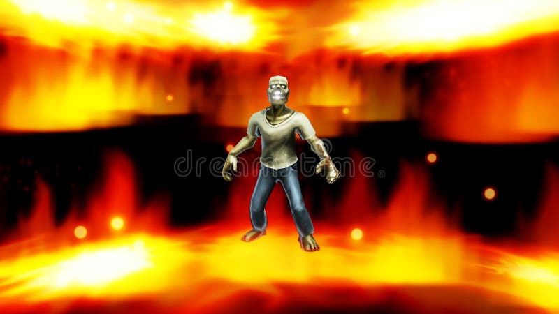 Digital Rendering Cartoon Zombie Man Motion Background Stock ...