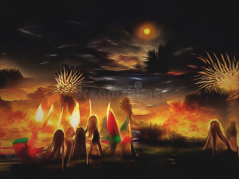 Summer Solstice Celebration Abstract Stock Illustration - Illustration ...