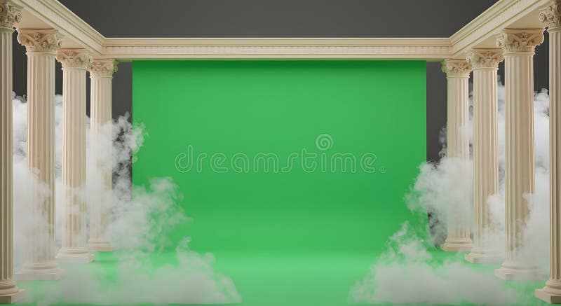 Ethereal Grecian Columns Enveloping a Green Screen Studio Backdrop ...