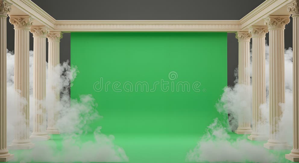 Ethereal Grecian Columns Enveloping a Green Screen Studio Backdrop ...