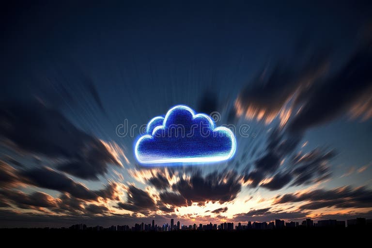 Digital Rendering of Cloud Computing Ecosystem with Dramatic Sky at ...