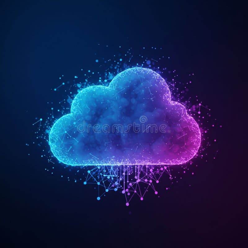 Digital Rendering of a Cloud Symbol Created with a Network of ...