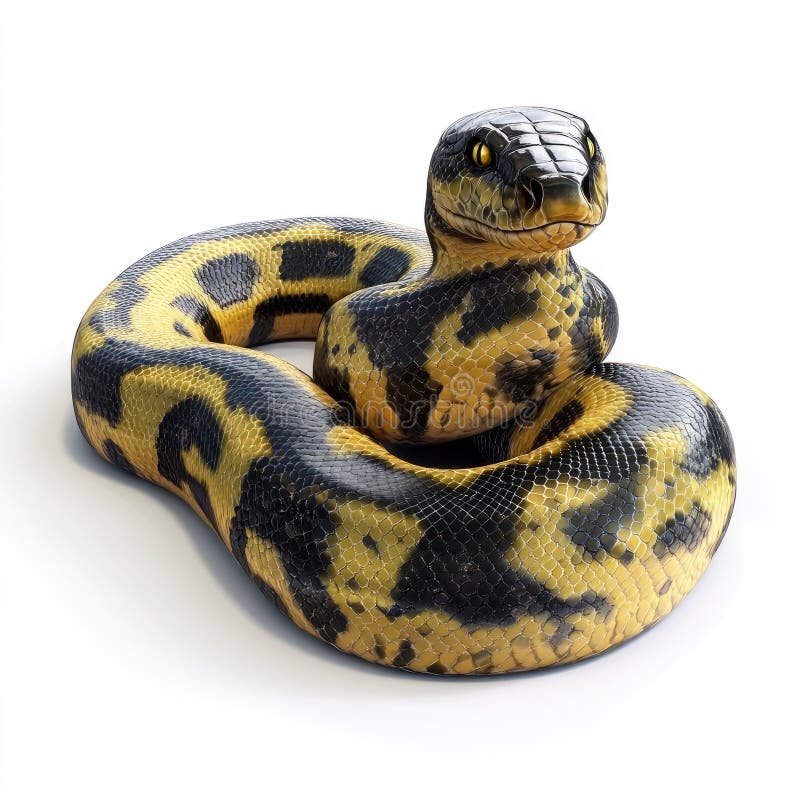 Magnificent Yellow and Black Boa Constrictor Coiled, Ready To Strike ...