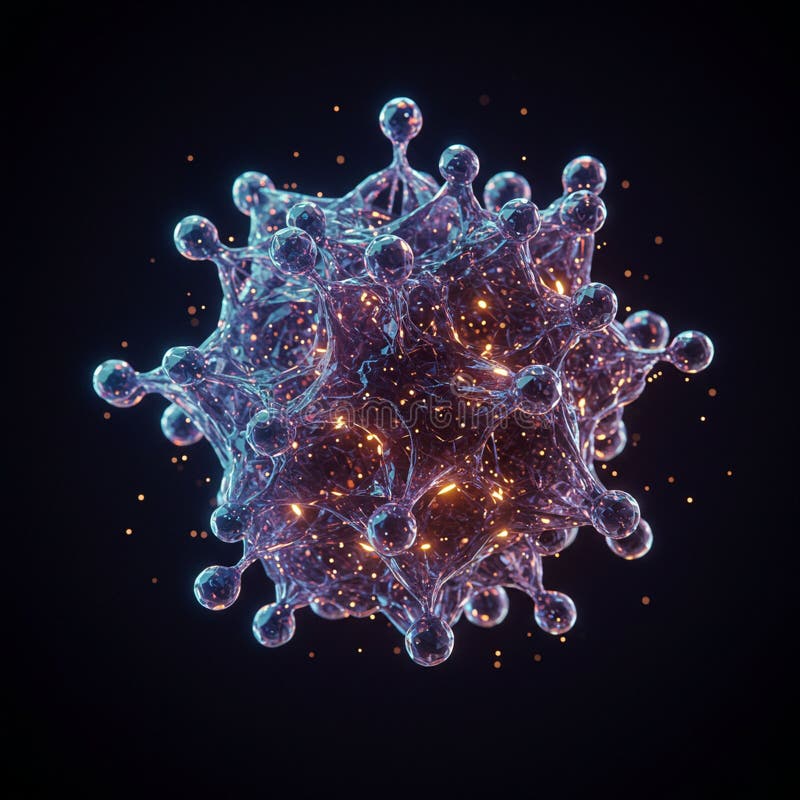 A Digital Rendering of a Complex Molecular Structure Resembling a Virus ...