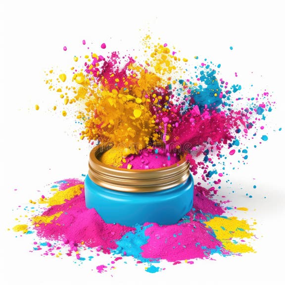 Vibrant Color Powder Explosion from a Jar, Festive Celebration Stock ...