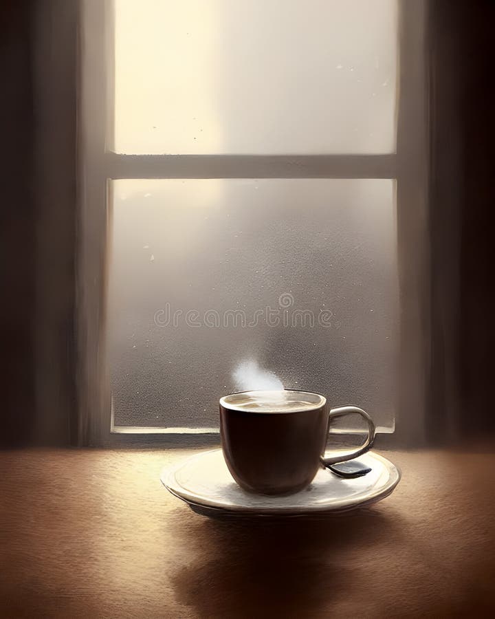 Coffee in Front of Windows stock illustration. Illustration of abstract ...