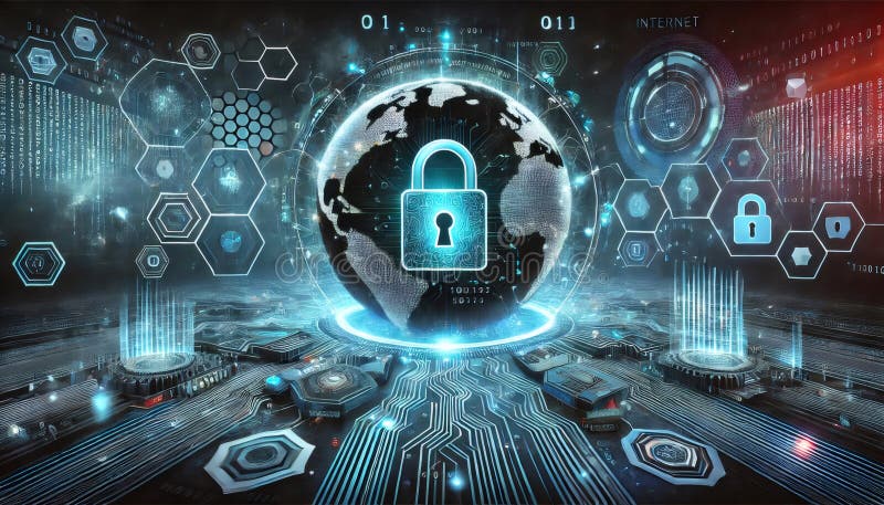 Digital Rendering Depicting Worldwide Network Security, Global Data ...
