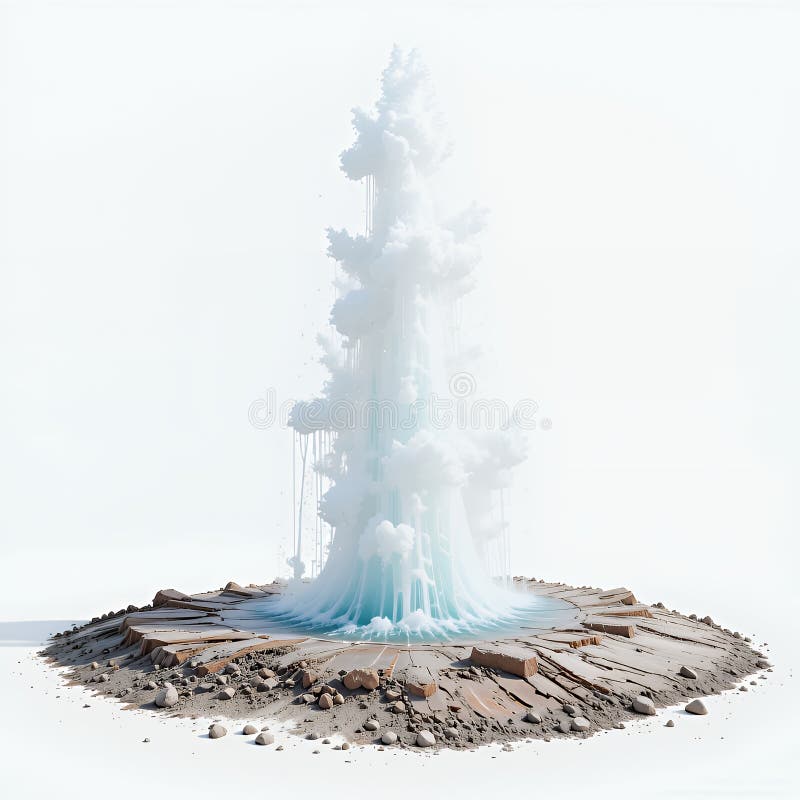 Digital Rendering of a Geyser Eruption Against White Background Stock ...