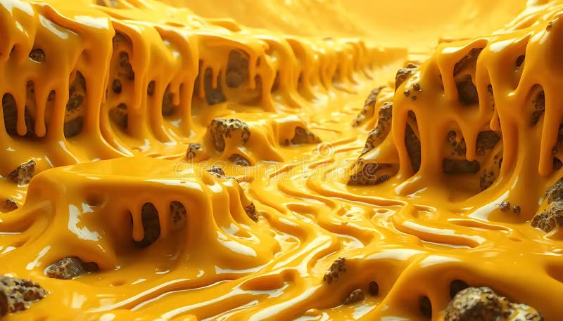 Melted Cheese Flows Over Brownish Food Pieces Stock Illustration ...
