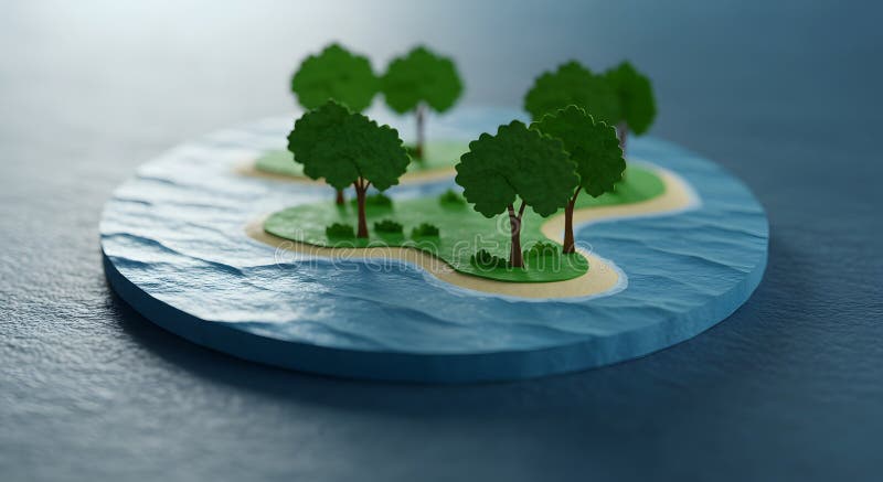 Miniature Island Paradise: a 3D Rendered Scene Stock Illustration ...