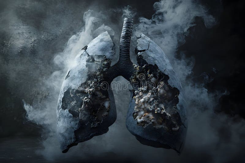 Digital Rendering of Diseased Lungs with Smoke and Ash Effects Stock ...