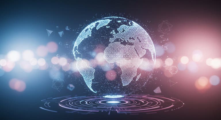 A Digital Rendering of Earth Features a Glowing, Transparent Globe ...