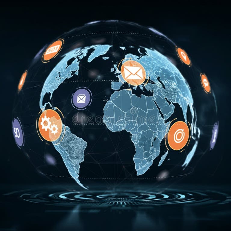 A Digital Rendering of Earth Features a Transparent Globe with a Dark ...