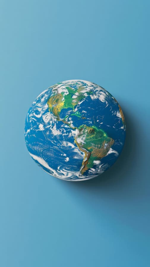 Digital Rendering of Earth Floating Against a Blue Background ...