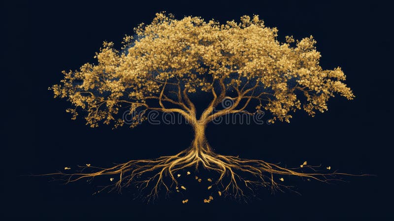 The Digital Rendering Features a Tree with Golden Hues and ...