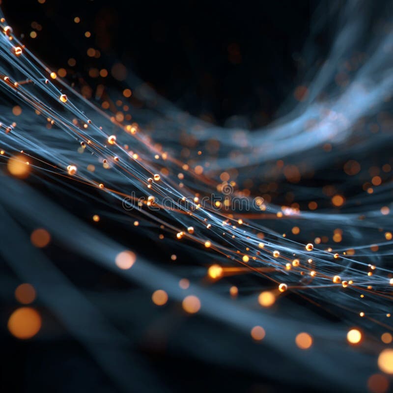 Illuminated Spheres Connected by Threads in a Flowing Abstract Design Stock Illustration ...