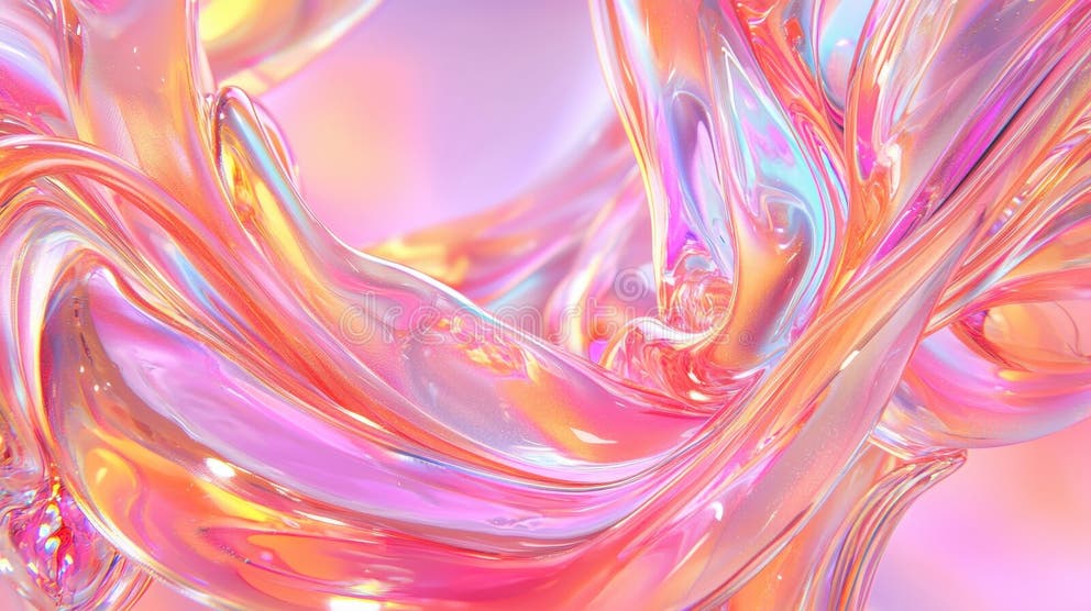 A Digital Rendering of a Flowing, Translucent, and Iridescent Liquid ...