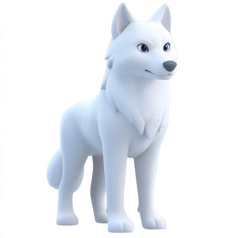 Adorable Cartoon White Wolf, 3D Render Illustration Stock Illustration ...