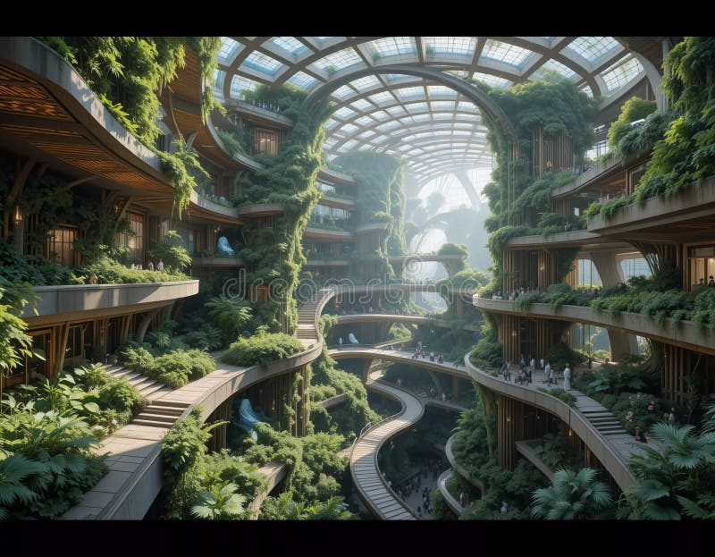 Biophilic Cityscape: a Futuristic Oasis of Green Architecture Stock ...