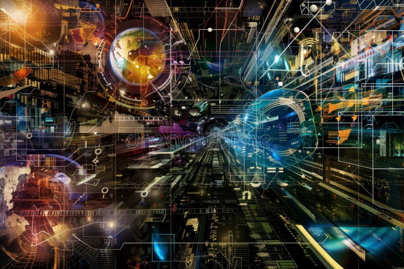 Digital Rendering of a Futuristic Cityscape, Create a Digital Collage ...