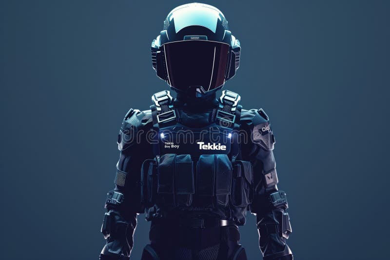 Futuristic Cyborg Wearing Advanced Tactical Gear in Studio Setting ...